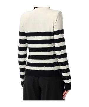 Balmain Striped Buttoned Knit Jumper - Black