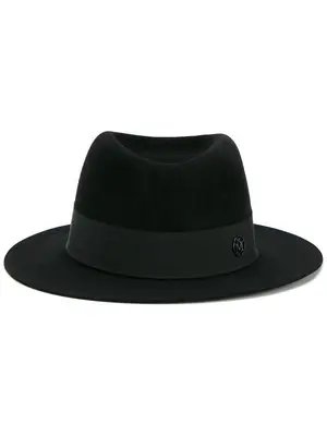 MAISON MICHEL Andre Logo Plaque Fedora Hat