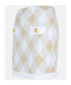 Balmain Gingham Detailed Ribbed Hem Mini Skirt