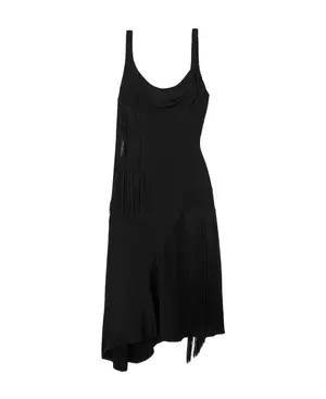 Victoria Beckham Asymmetrical Fringed Midi Dress