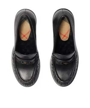 Burberry Calf Leather Heeled Loafers With Enamelled Knight Stamp