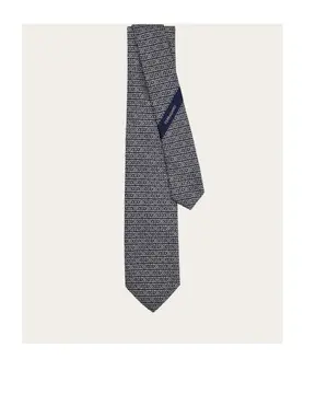 FERRAGAMO Gancini Silk Jacquard Neck Tie - Black