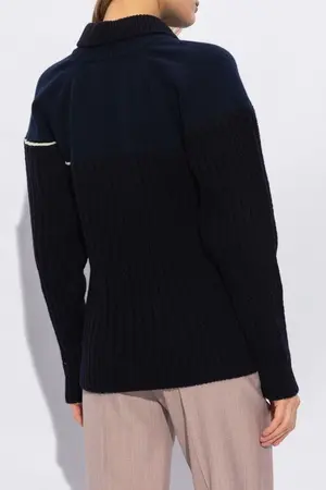 Victoria Beckham Chain Stitch Detail Wool Jumper