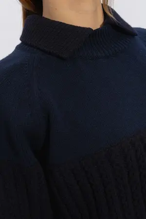 Victoria Beckham Chain Stitch Detail Wool Jumper