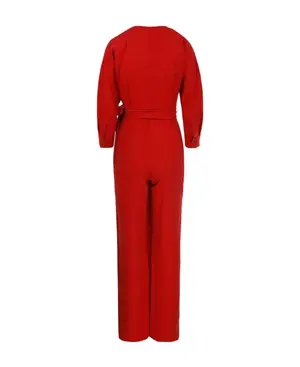 Max Mara Deep V-neck Long Sleeve Wrap Jumpsuit