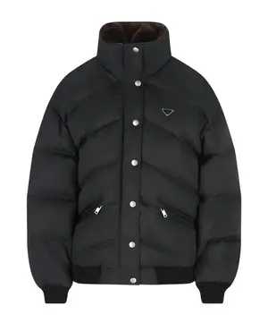 Prada Triangle Logo Button-up Jacket - Black