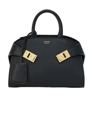 FERRAGAMO Gancio Buckle Mini Tote Bag - Black