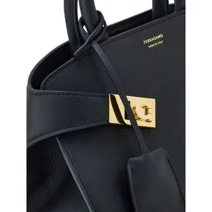 FERRAGAMO Gancio Buckle Mini Tote Bag - Black