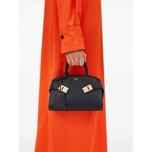 FERRAGAMO Gancio Buckle Mini Tote Bag - Black
