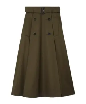 Burberry Burberry Gabardine Trench Midi Skirt Juniper Green