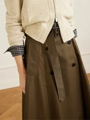 Burberry Gabardine Trench Midi Skirt - Juniper Green
