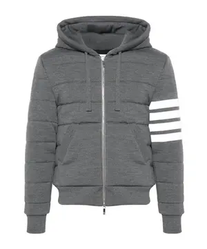 Thom Browne Striped Hooded Jacket - Medium Gray