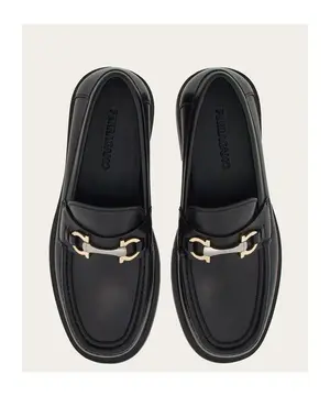 FERRAGAMO Gancini-plaque Slip-on Loafers - Black