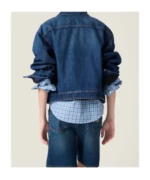 Miu Miu Embroidered Denim Trucker Jacket - Navy