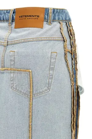 Vetements Inside-out Denim Midi Skirt