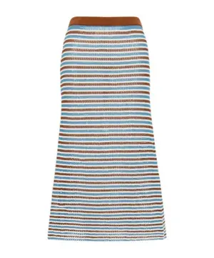 Marni Striped Knitted A-line Midi Skirt - White