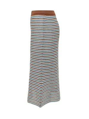 Marni Striped Knitted A-line Midi Skirt - White