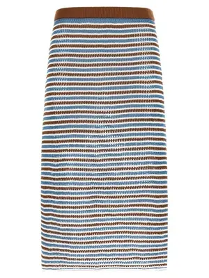 Marni Striped Knitted A-line Midi Skirt - White