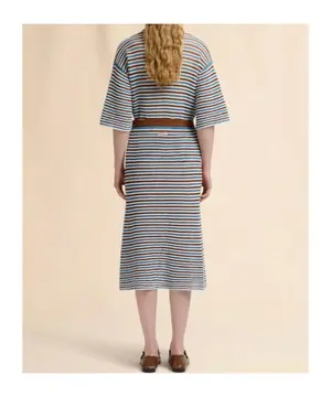 Marni Striped Knitted A-line Midi Skirt - White