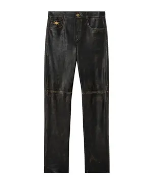 Versace Distressed Leather Trousers