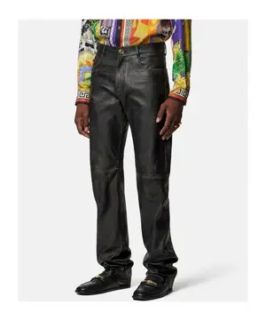 Versace Distressed Leather Trousers