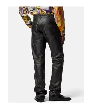 Versace Distressed Leather Trousers