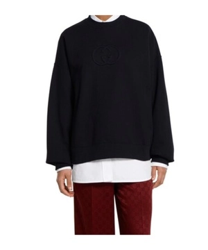 Gucci Brushed Jersey Sweatshirt With Embossed Interlocking G - Black