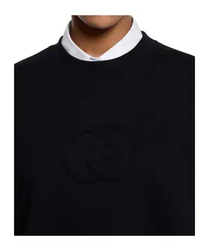Gucci Brushed Jersey Sweatshirt With Embossed Interlocking G - Black