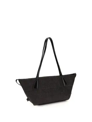 Balmain Logo Embroidered Small Track Tote Bag - Black