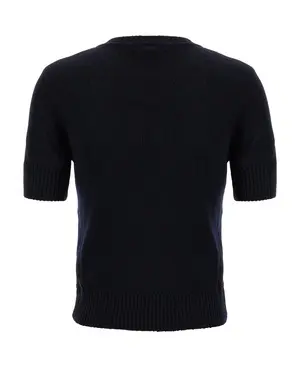 Max Mara Round Neck Short Sleeve Sweater - Blue