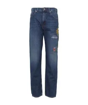 Moschino Embroidered Straight Leg Jeans