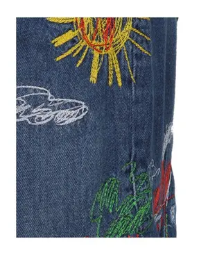 Moschino Embroidered Straight Leg Jeans
