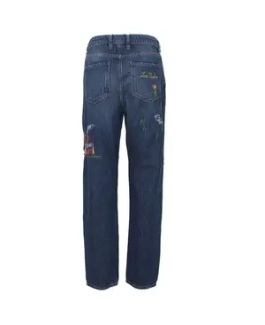 Moschino Embroidered Straight Leg Jeans