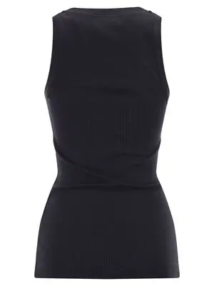 Brunello Cucinelli Ribbed Tank Top With Shiny Trim - Blue