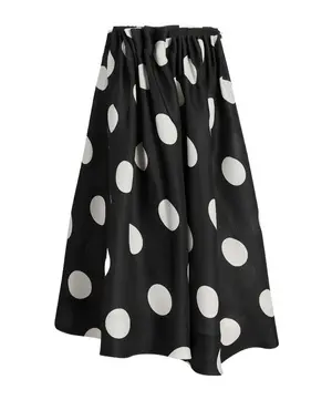 Khaite Riley Polka Dot Pleated Midi Skirt - Black