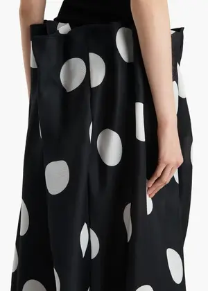 Khaite Riley Polka Dot Pleated Midi Skirt - Black