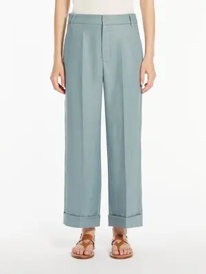 Max Mara High Waist Straight Leg Pants - Light Blue