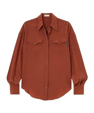 Brunello Cucinelli Long-sleeve Silk Blouse