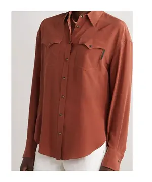 Brunello Cucinelli Long-sleeve Silk Blouse