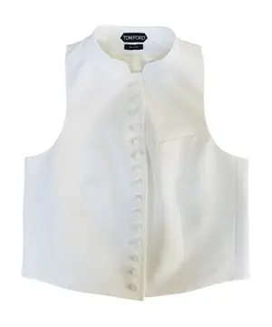TOM FORD Piqué Buttoned Waistcoat - White