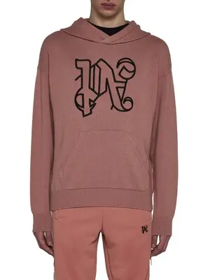 Palm Angels Monogram Embroidered Knitted Hoodie