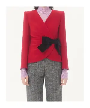 Valentino Garavani Wool Crepe Jacket With Contrasting Bow Detail