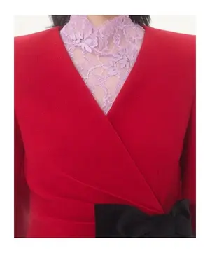Valentino Garavani Wool Crepe Jacket With Contrasting Bow Detail