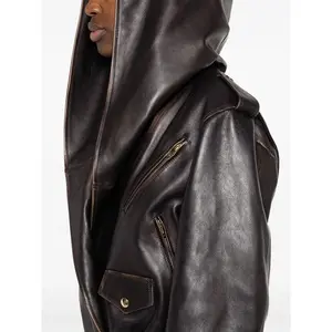 Alaïa Hooded Leather Biker Jacket - Black