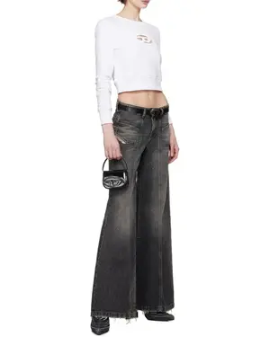 DIESEL® F-slimmy-od Crewneck Cropped Sweatshirt - White