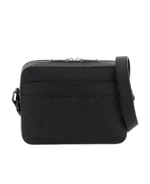FERRAGAMO Logo Zipper Shoulder Bag - Black