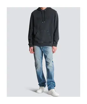 Balmain Vintage Logo Embroidered Hoodie - Grey