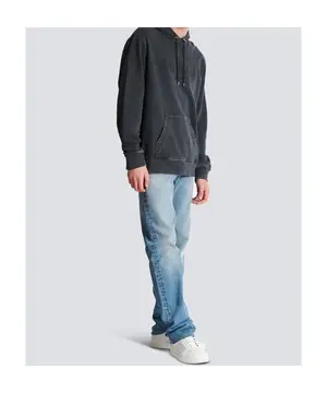 Balmain Vintage Logo Embroidered Hoodie - Grey