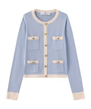 Marissa Chiara Long-sleeved Knitted Cardigan With Button Closure And Pockets