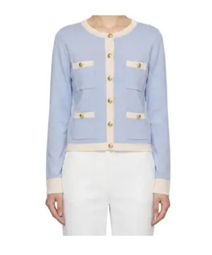 Marissa Chiara Long-sleeved Knitted Cardigan With Button Closure And Pockets